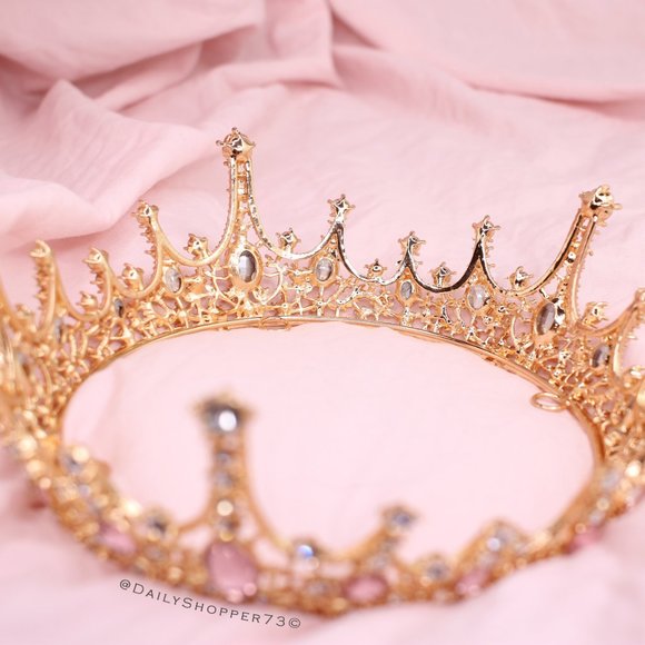 Accessories | Womens Pastel Pink Glass Rhinestone Rose Gold Circlet ...